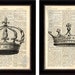 Crown Print Set of 5 Beautiful Crown Prints on Upcycled 1896 Latin ...
