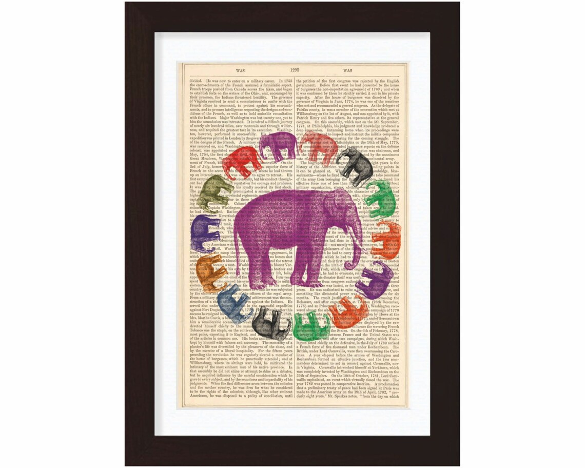 Multi Colored Elephant Circle Print on Old 1870's - Etsy