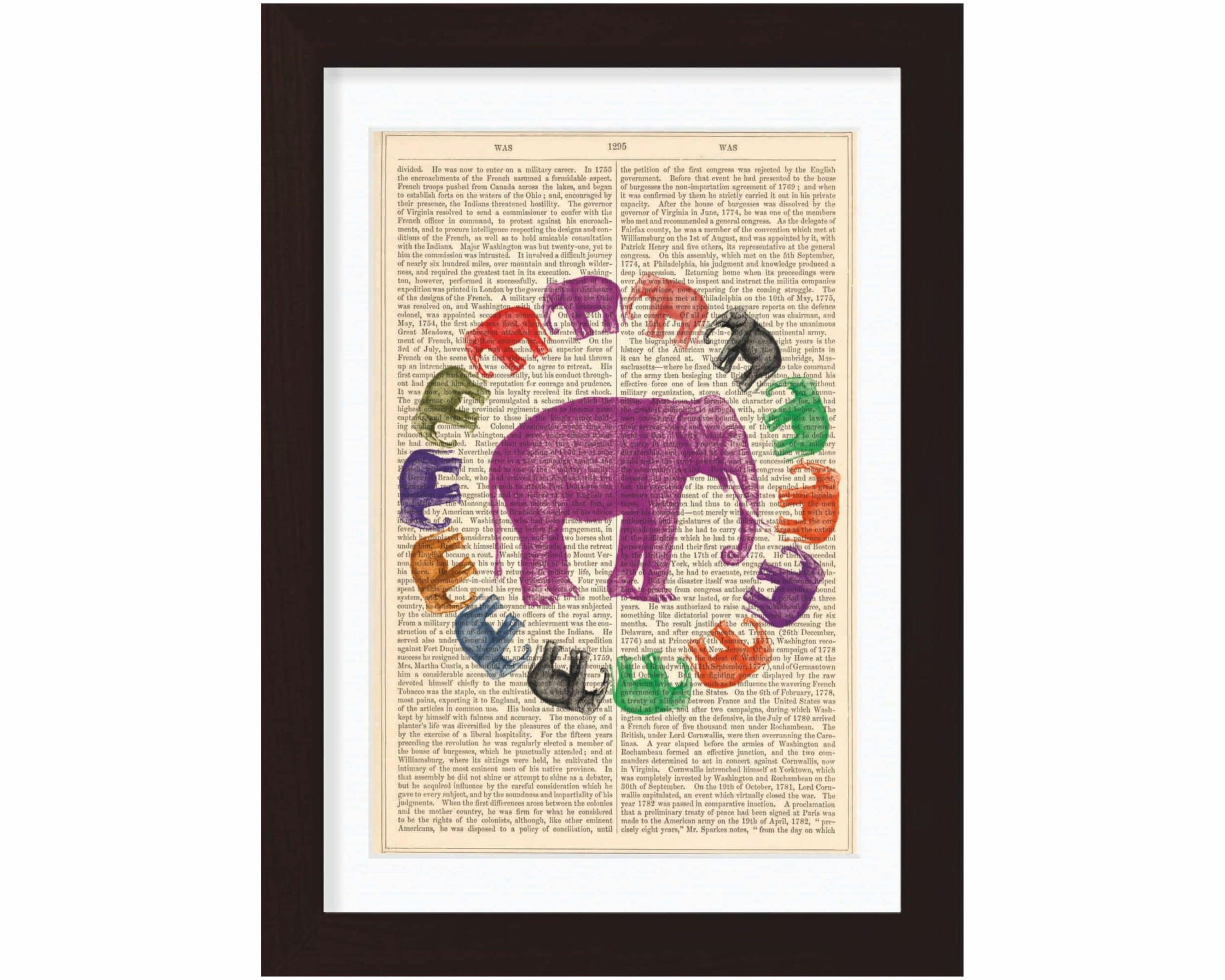 Multi Colored Elephant Circle print on old 1870's | Etsy