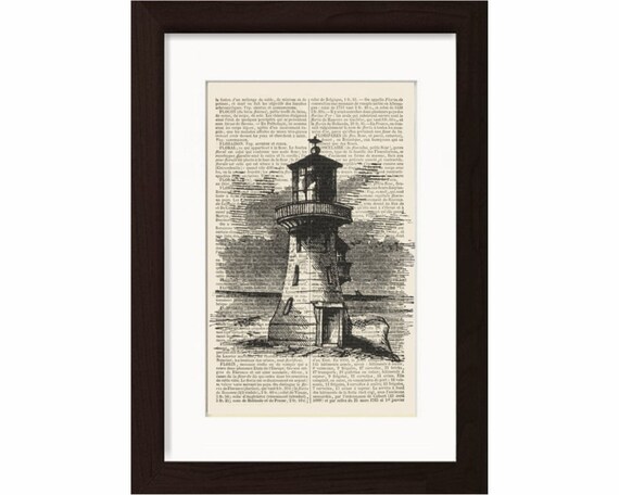Vintage Lighthouse Engraving Print on 1870's French - Etsy