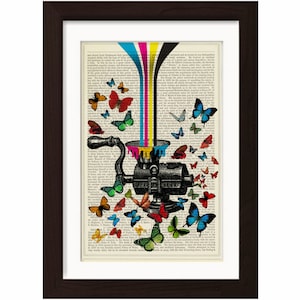 Antique Mincer With Colorful Butterflies Print on Vintage 1880's ...