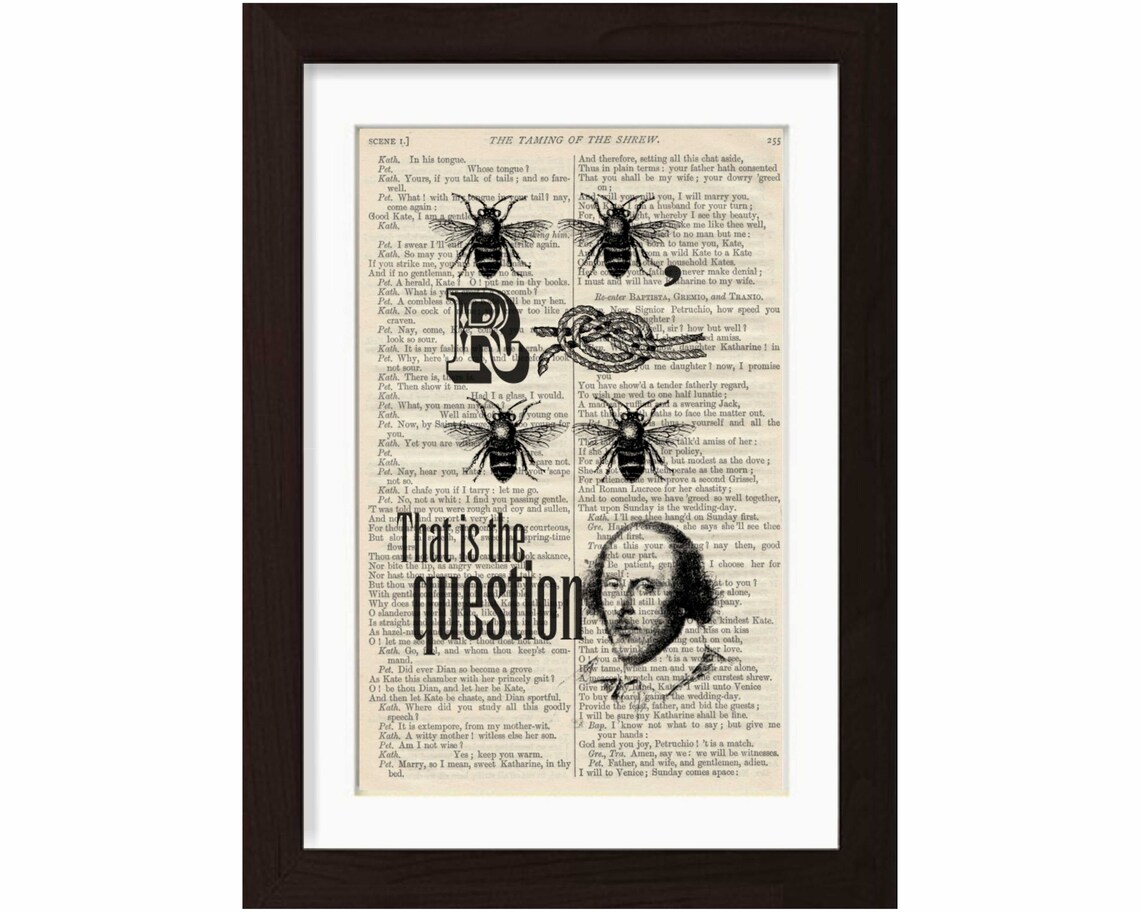 Fun Shakespeare Quote to Be or Not to Be Print on Repurposed - Etsy