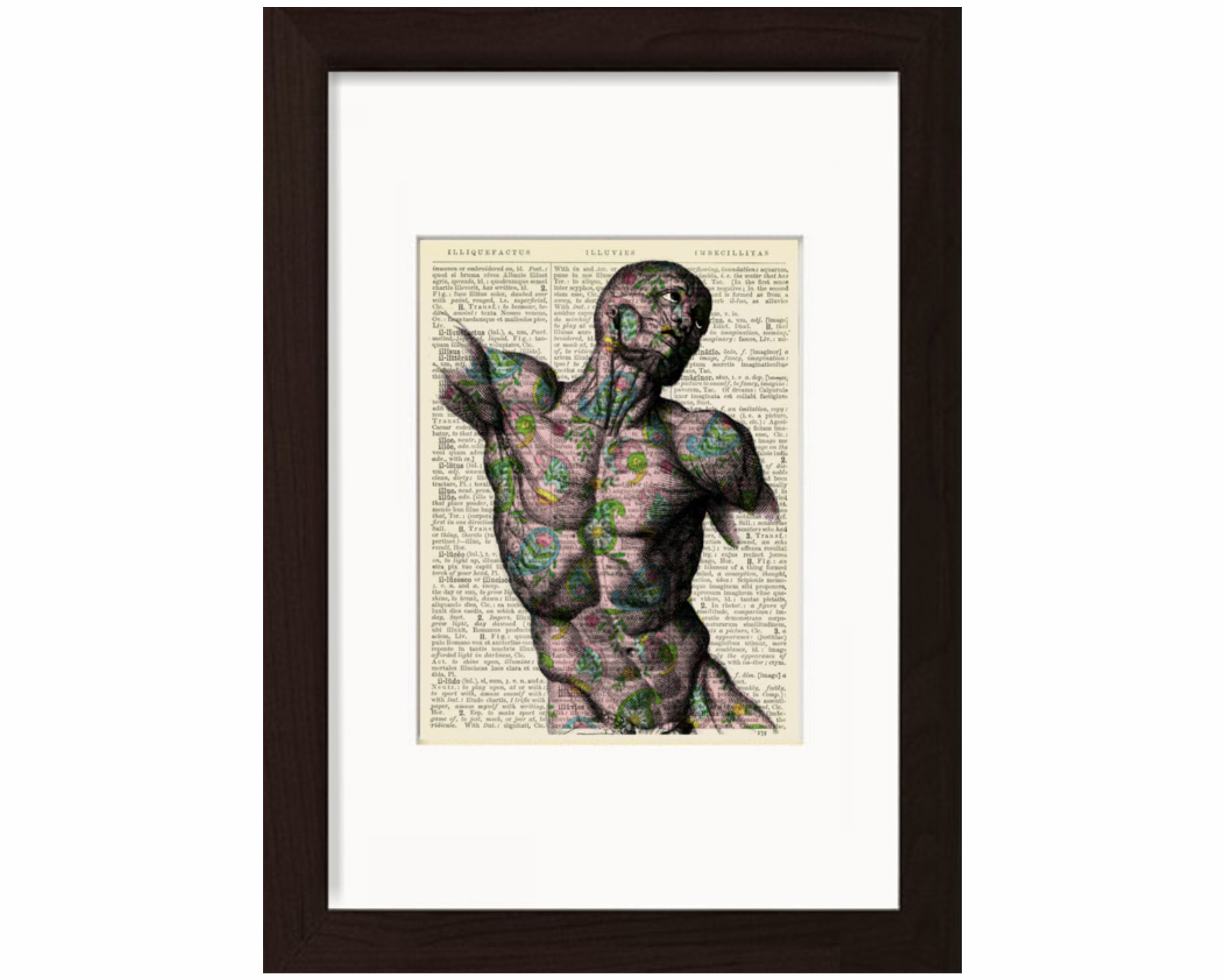 Anatomy Print Paisley Torso With Muscles Print on Vintage | Etsy
