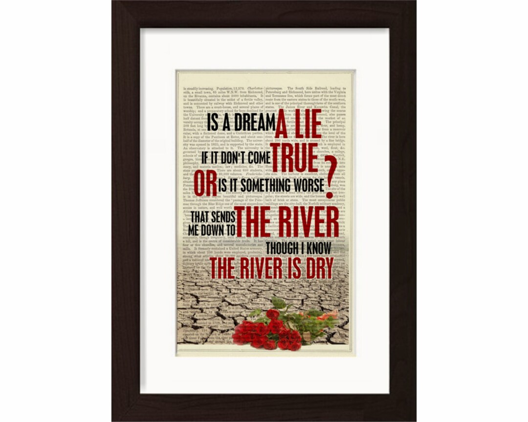 Bruce Springsteen the River Song Lyric Print on Upcycled Vintage Page ...