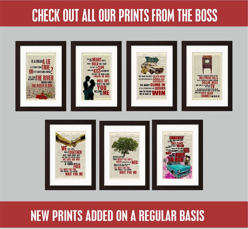 Bruce Springsteen the River Song Lyric Print on Upcycled - Etsy