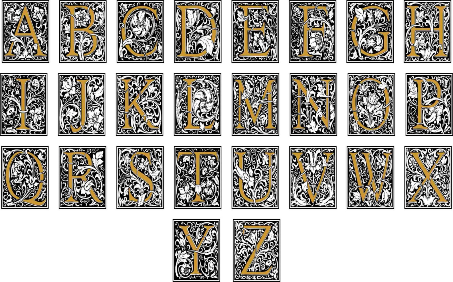 Wedding Typography Decorative Initials Letter Print on Upcycled Vintage ...