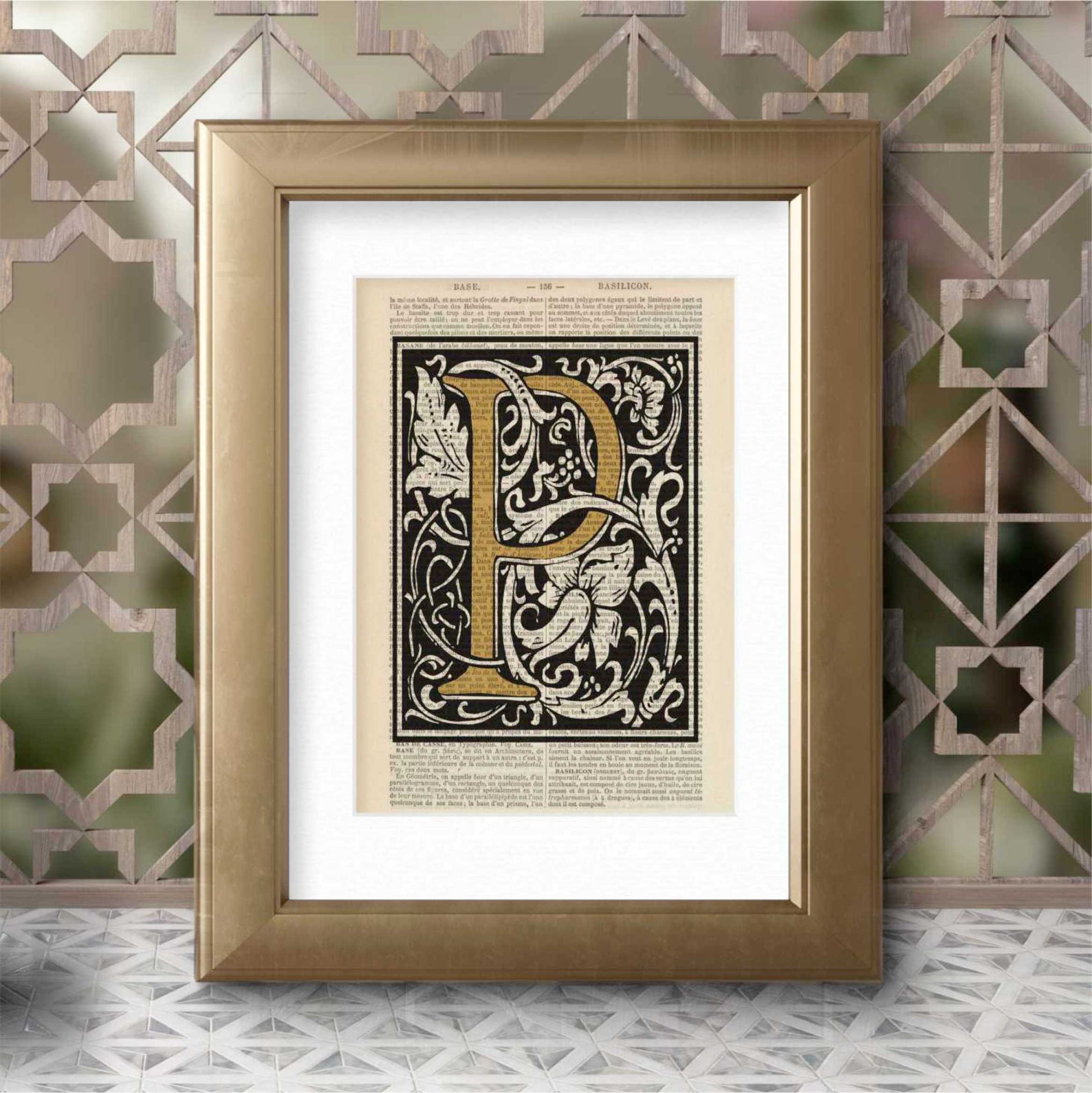 Typography Decorative Initial Letter Print on Upcycled Vintage - Etsy