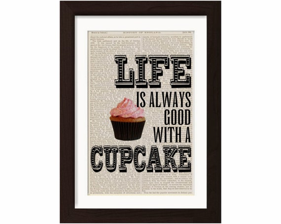 Life is Always Good With A Cupcake on Repurposed Encyclopaedia - Etsy