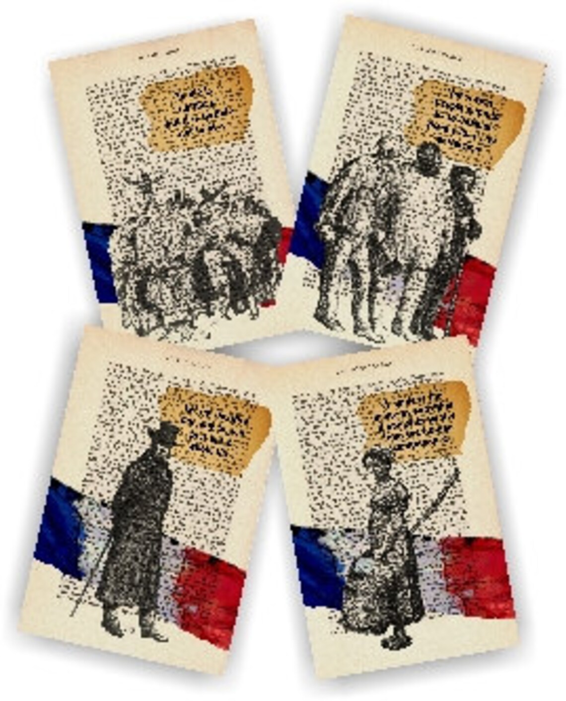 Victor Hugo Les Misérables Quotes 4 Print Set on Pages From French Les ...