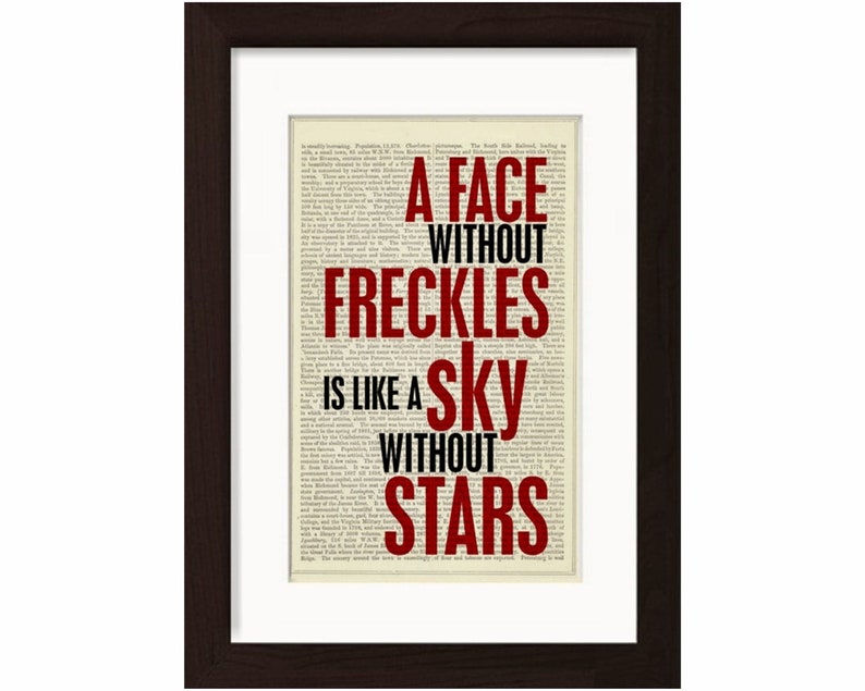 A Face Without Freckles is Like a Sky Without Stars Print on - Etsy