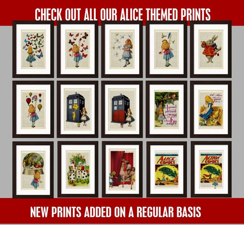 Alice Slays the Jabberwocky Print on Upcycled Vintage Page Mixed Media ...
