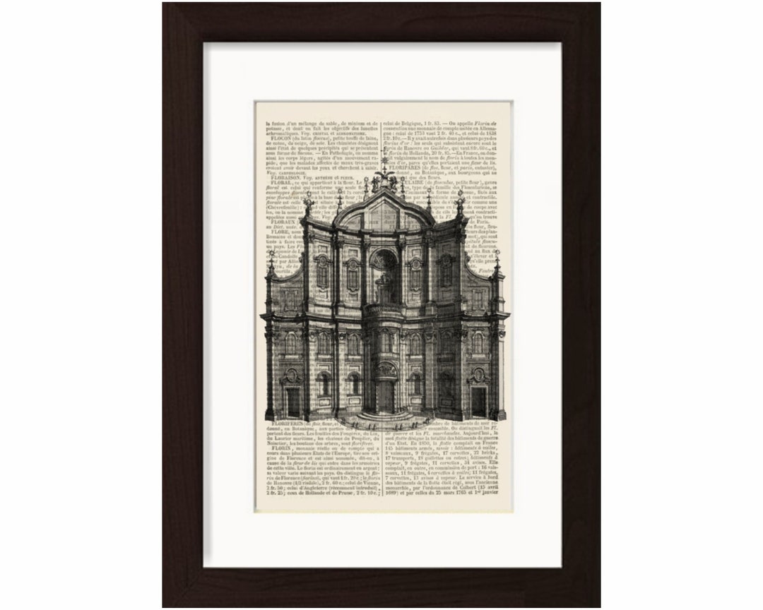 Classical French Chateau Print on Upcycled French Dictionary Vintage ...