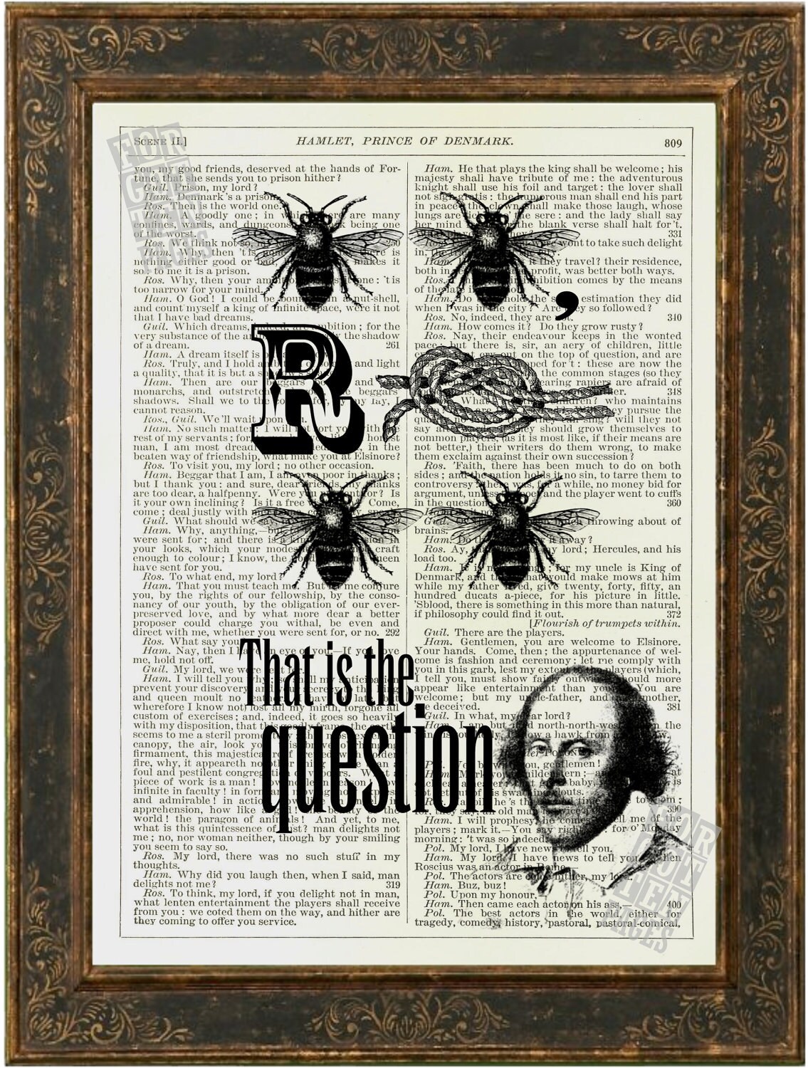 Fun Shakespeare Quote To Be Or Not To Be Print on repurposed | Etsy