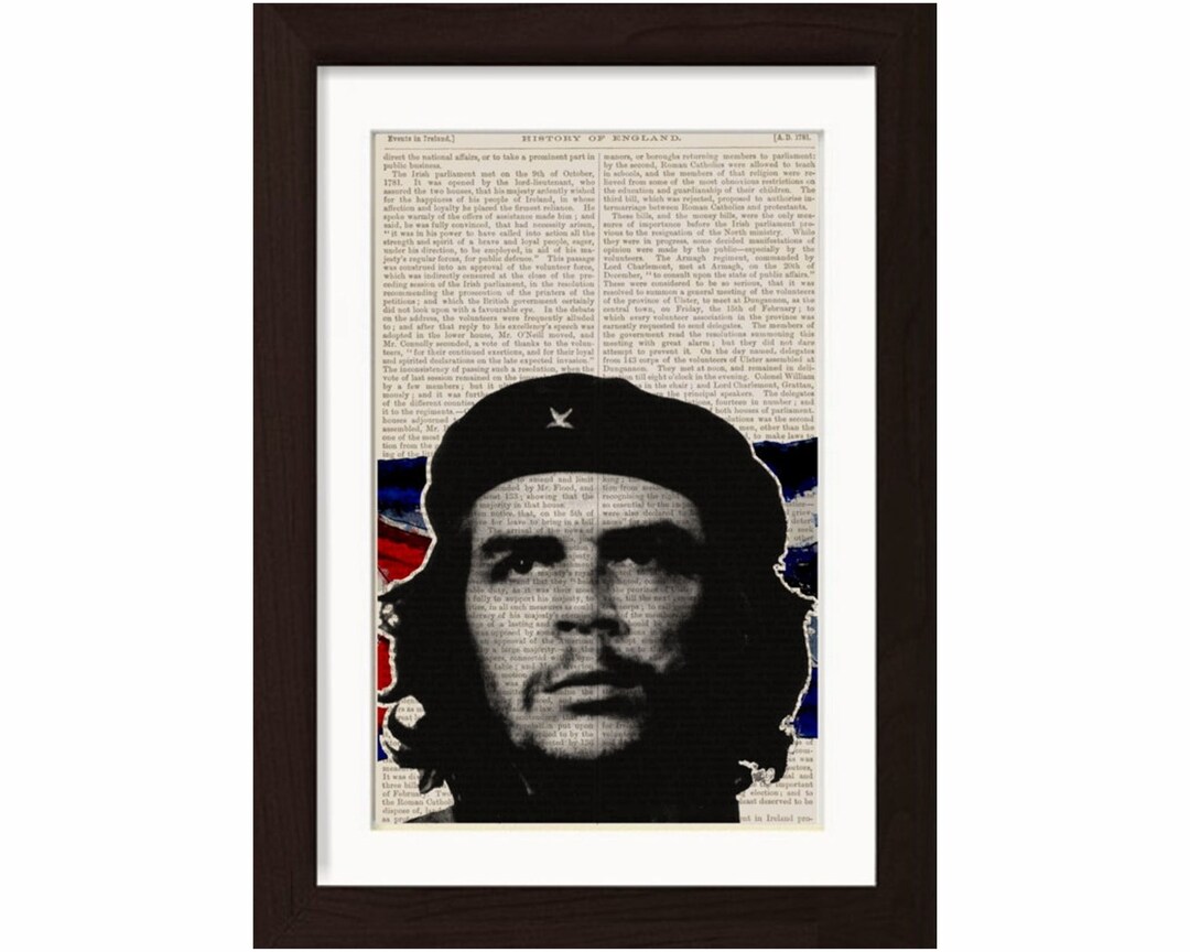 Che Guevara With Cuban Flag Print on Repurposed Vintage Dictionary Page ...