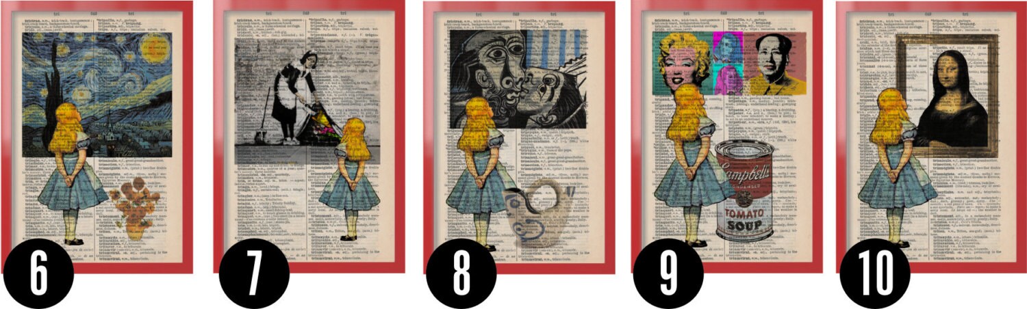 Alice Meets the Artists Set of 4 5 X 7 French Dictionary Mixed - Etsy