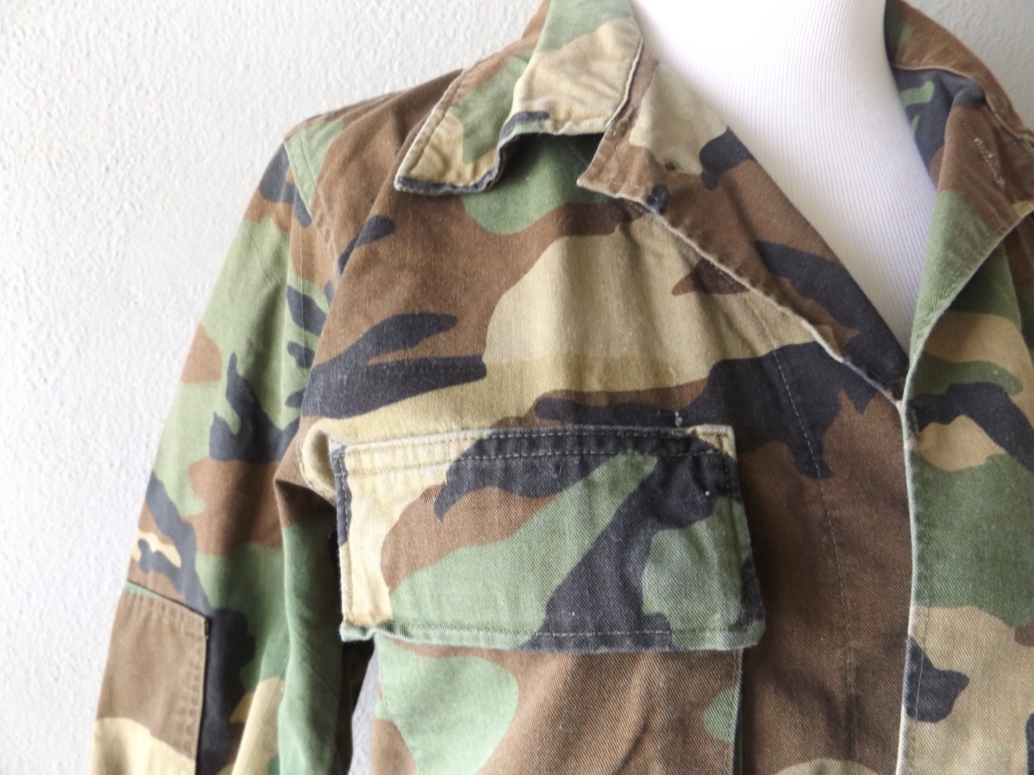 Grunge military jacket vintage 80s green brown camoflauge | Etsy