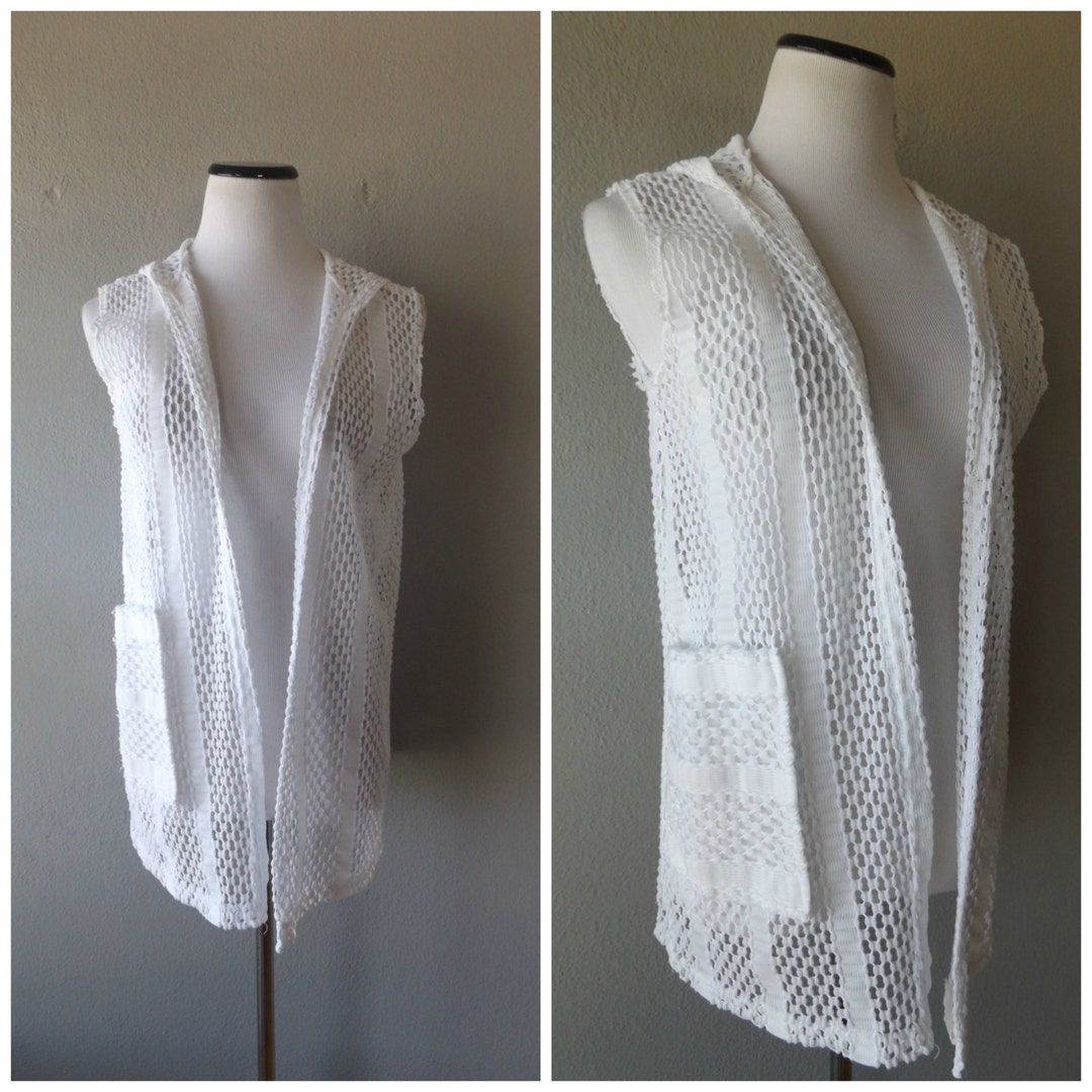 Netted White Blouse Vintage 70s Beach Cover up Dress Size S/m Small ...