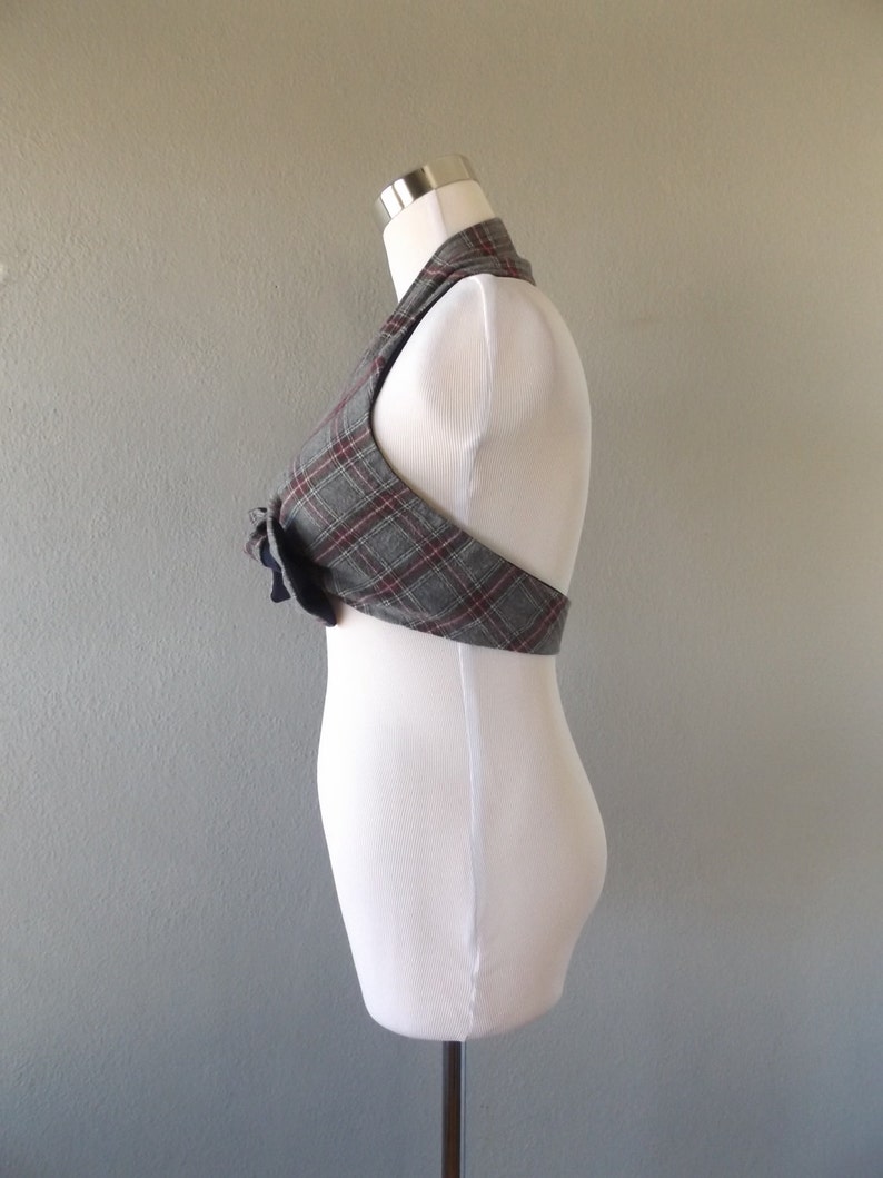 Flannel halter top handmade grunge bikini cropped tops | Etsy