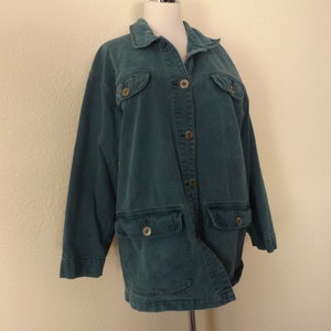 90s Green Denim Chore Jacket, Medium Large Unisex Cotton Color Jean ...