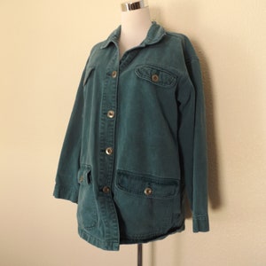 90s Green Denim Chore Jacket, Medium Large Unisex Cotton Color Jean ...