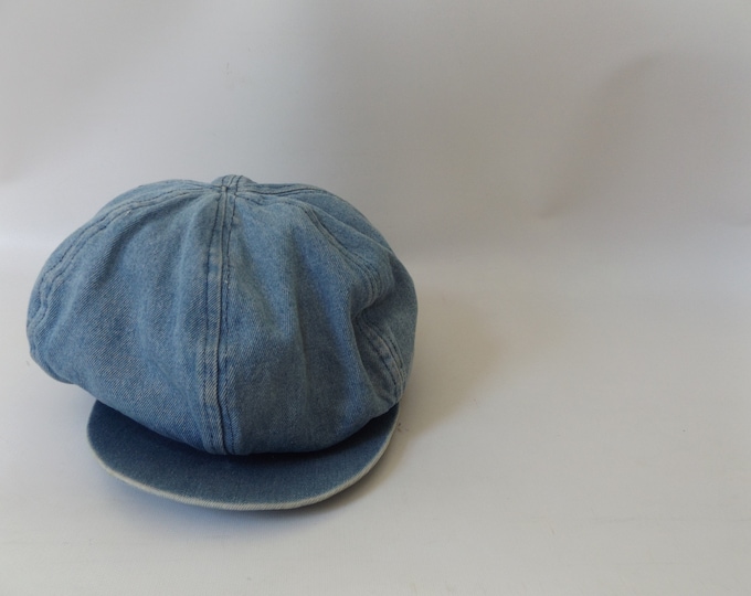 Vintage 90s Denim Newsboy Cap - S/m Small Medium - Cotton Blue Jean ...