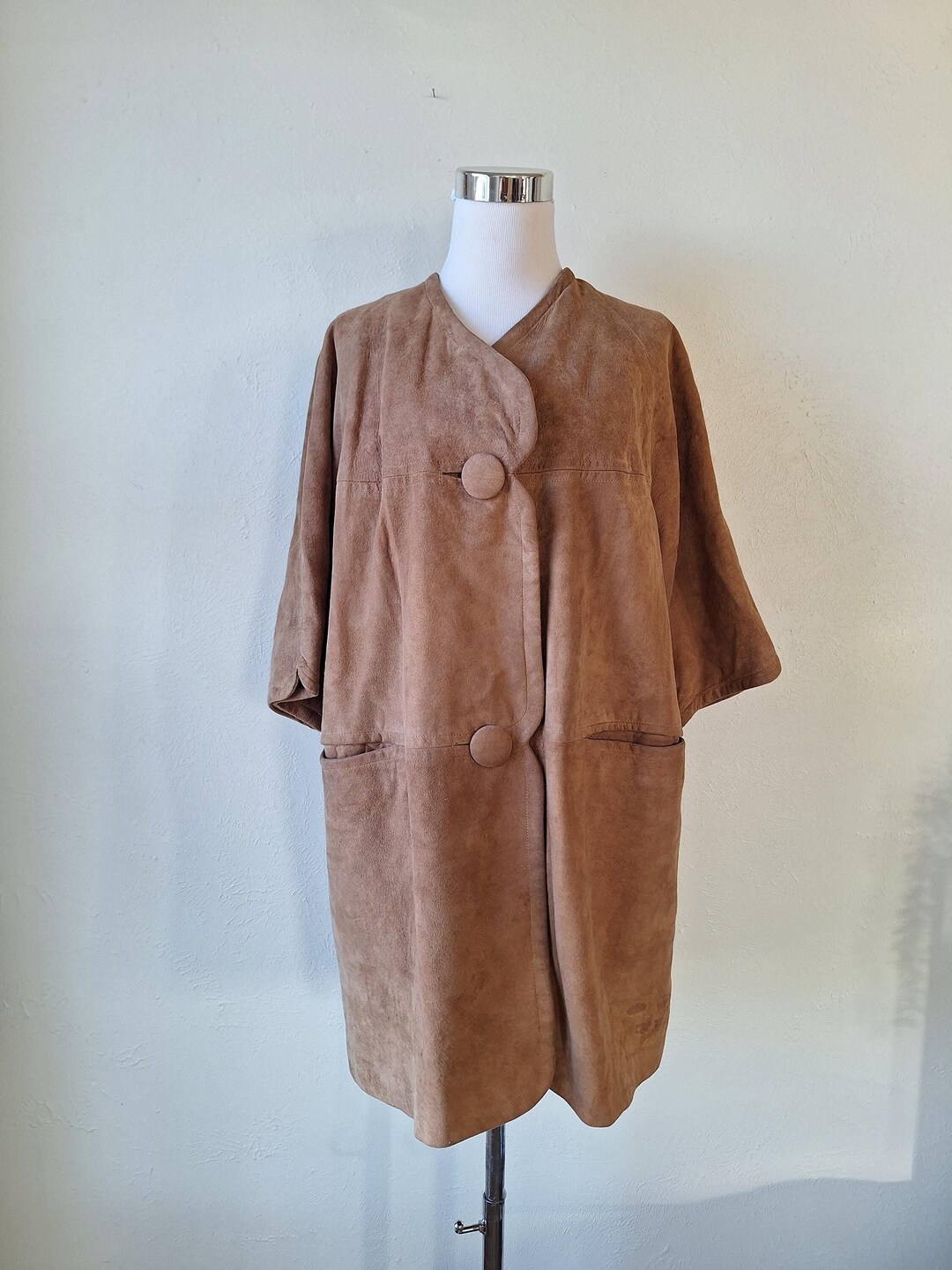 Vintage 60s Mod Mid-century Boxy Fit Leather Coat, Women's Small Medium ...