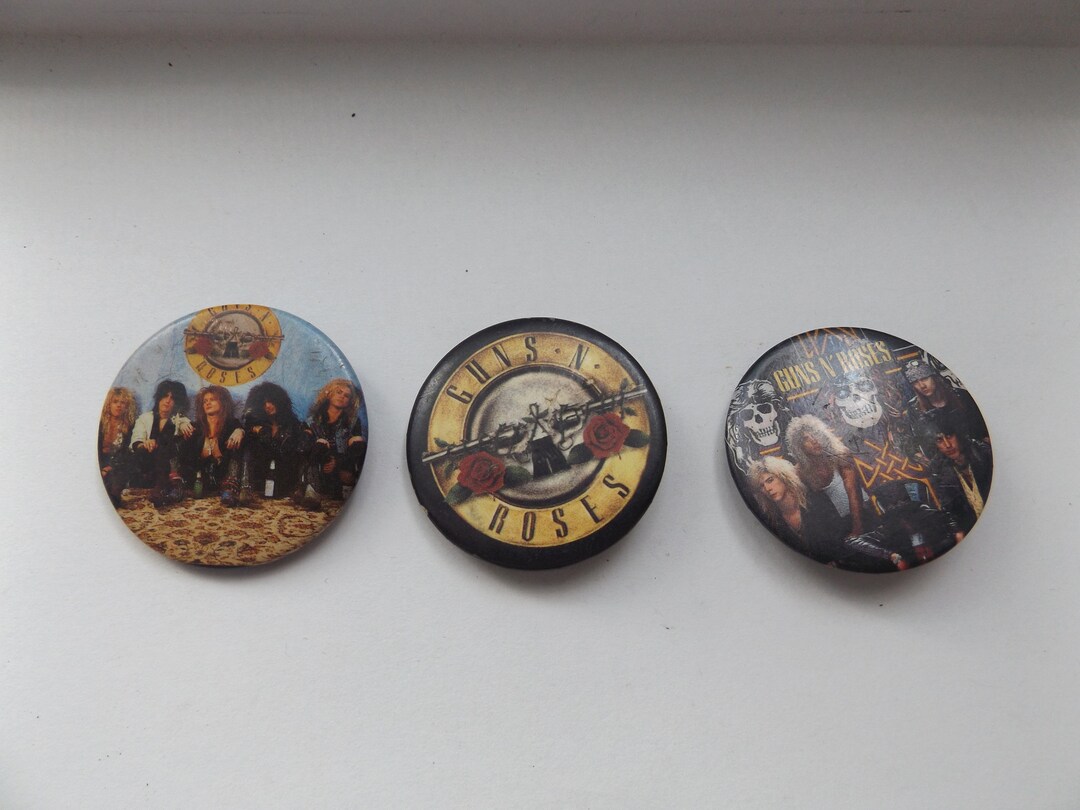 Vintage 80s Guns N Roses Rock Band Pin Lot, 3 Pieces, 1988 Rock Hair ...