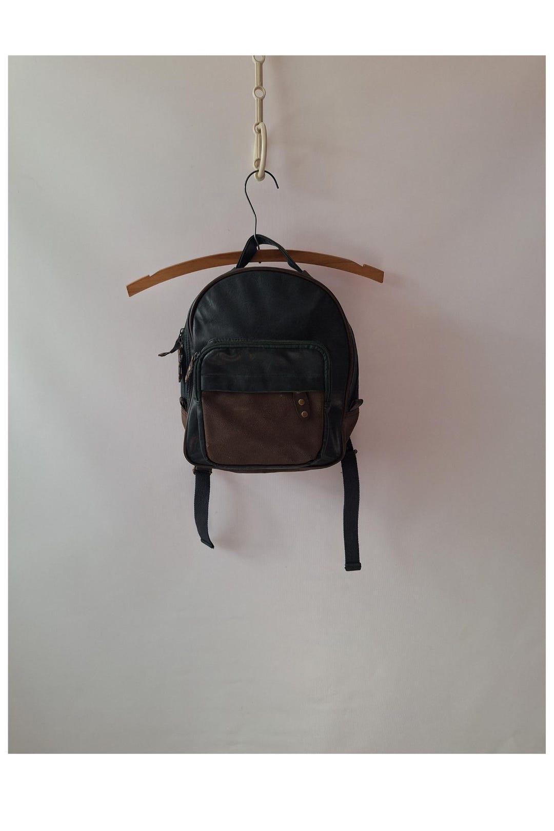 Vintage 90s Color Block Mini Backpack Purse, Forest Green, Brown Faux ...