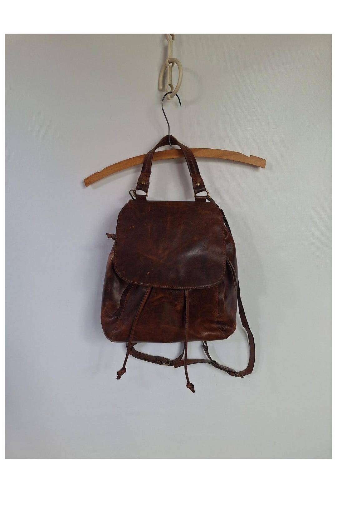 Vintage 90s Brown Leather Backpack Purse, Designer Rachel Roy, Medium ...