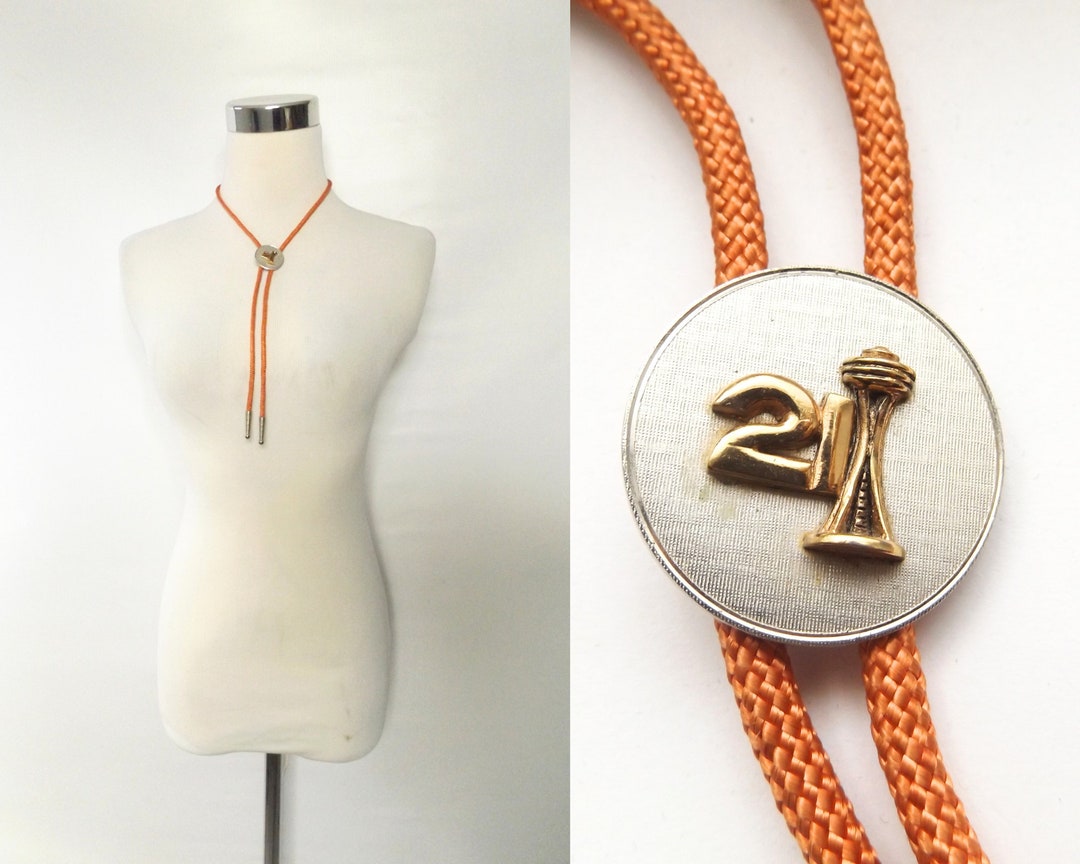 1962 Seattle World's Fair Bolo Tie, Silver Gold Metal Pendant Y Rope ...