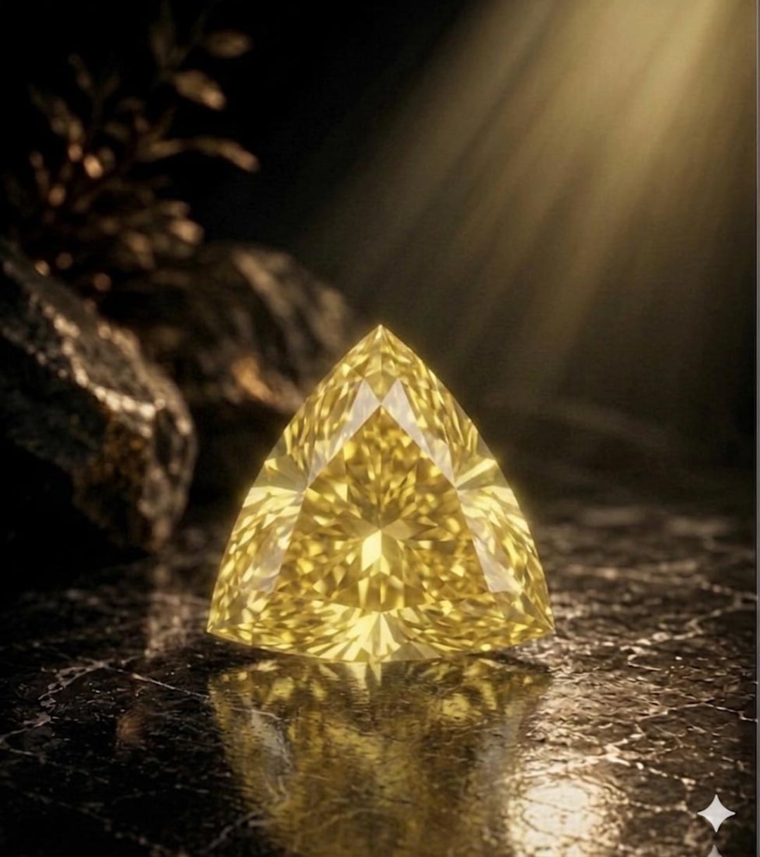 3 Carat Plus Yellow Diamond Trillion Cut Loose Gemstone for Ring ...