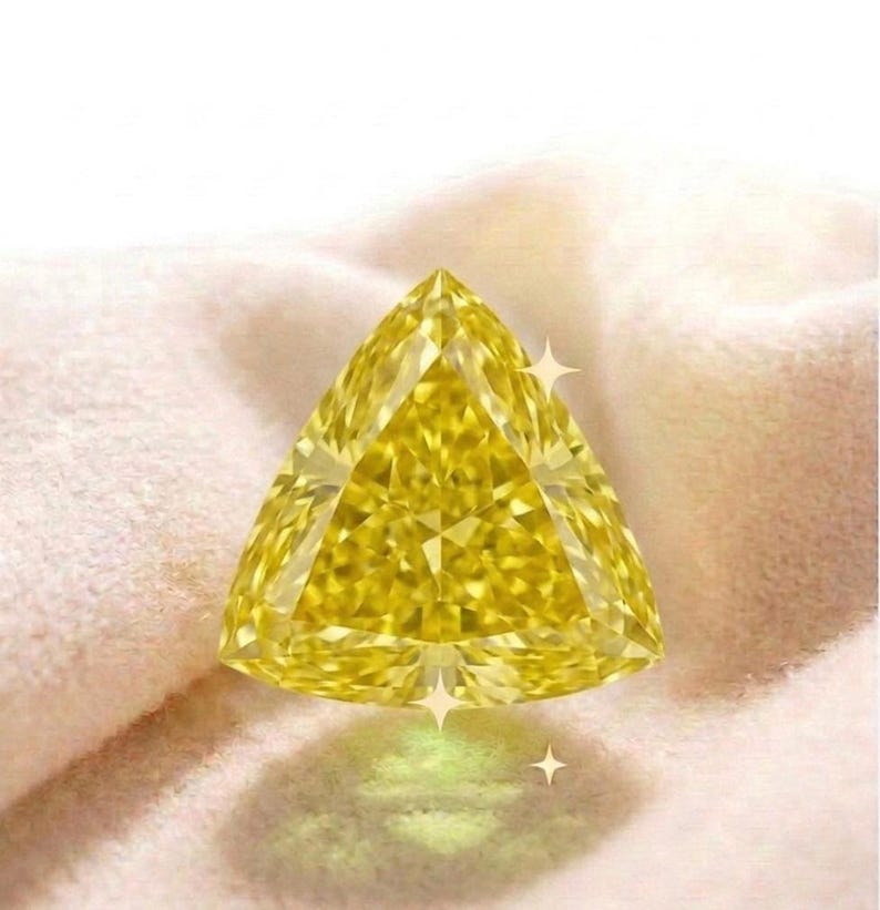 3 Carat Plus Yellow Diamond Trillion Cut Loose Gemstone for Ring ...