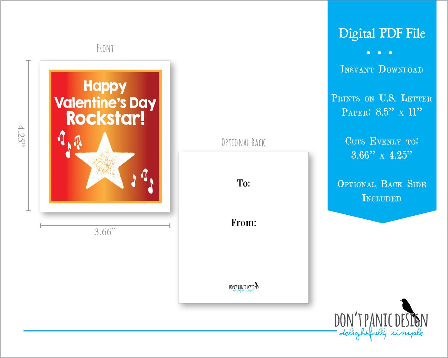 Printable Rock & Roll Valentine's Day Cards, Colorful, Musical Rockstar ...