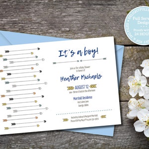 Printable Baby Shower Invitation With Fun Arrow Theme and It's a Boy in ...