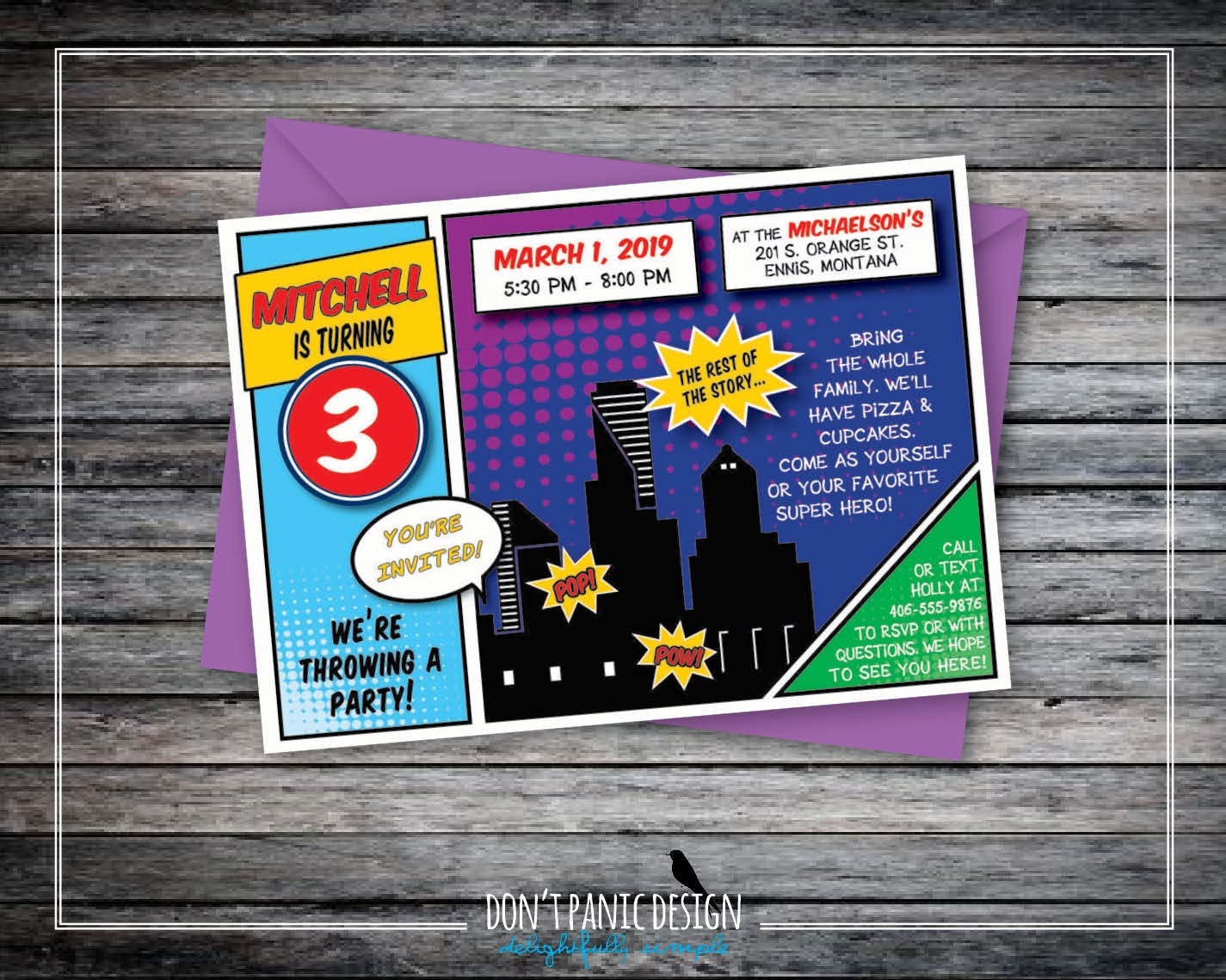 Printable Birthday Invitation for a Comic Book Superhero Party - Etsy