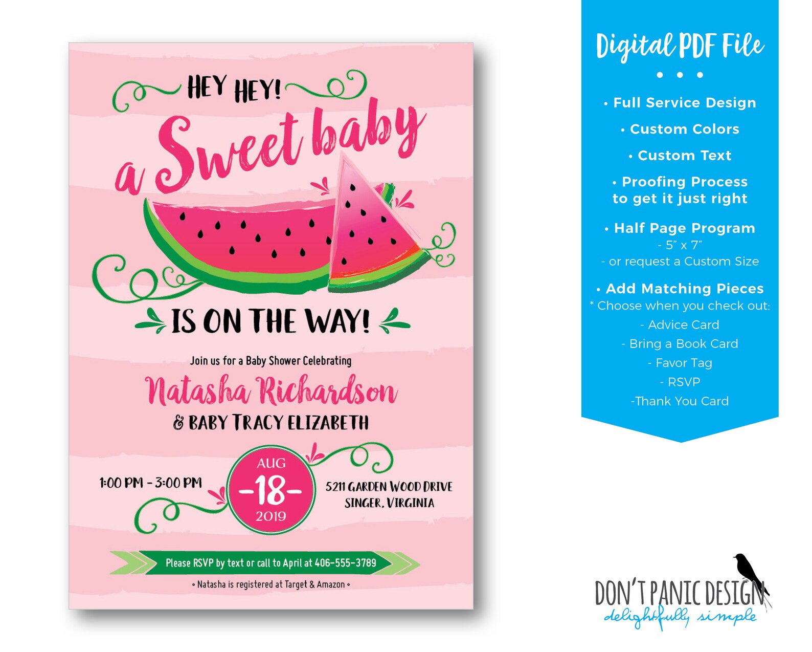Printable Watermelon Baby Shower Invitation With A Sweet Baby - Etsy