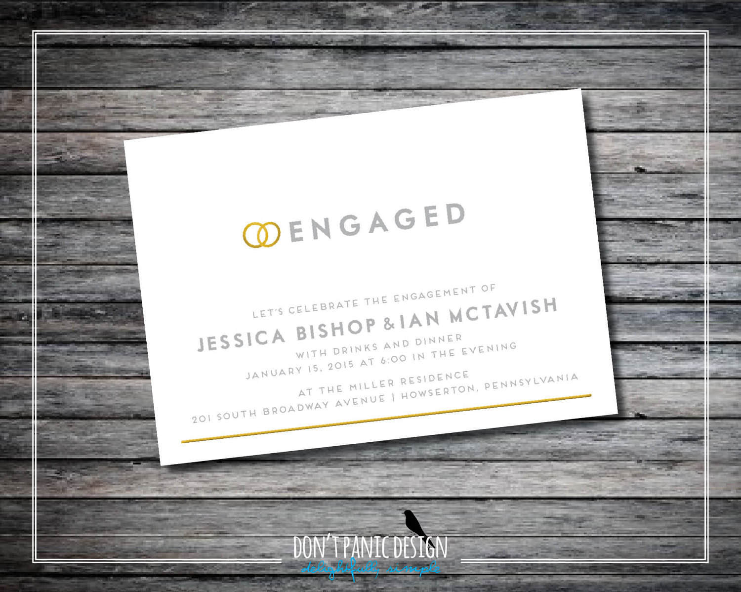 Printable Wedding Engagement Invitation - Wedding Rings Invitation ...