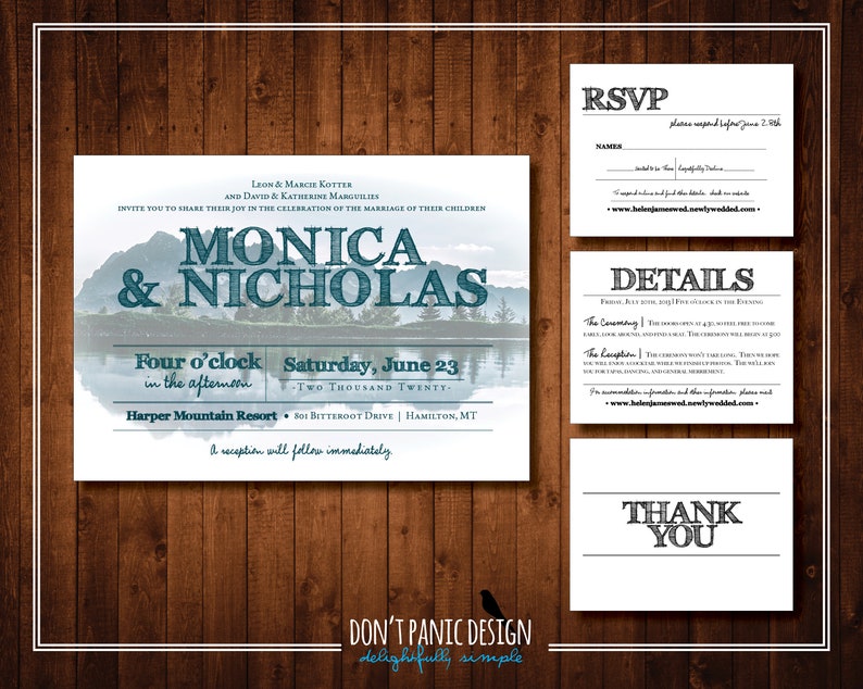 Printable Wedding Invitation Set Rustic Handwritten Font - Etsy