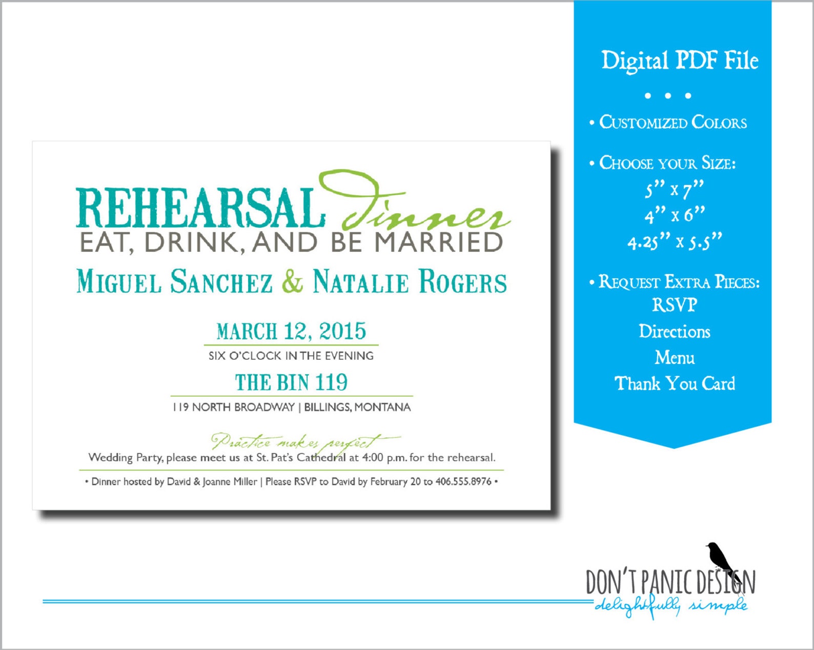 Printable Rehearsal Dinner Invitation Rustic Modern, Eat, Drink & Be ...