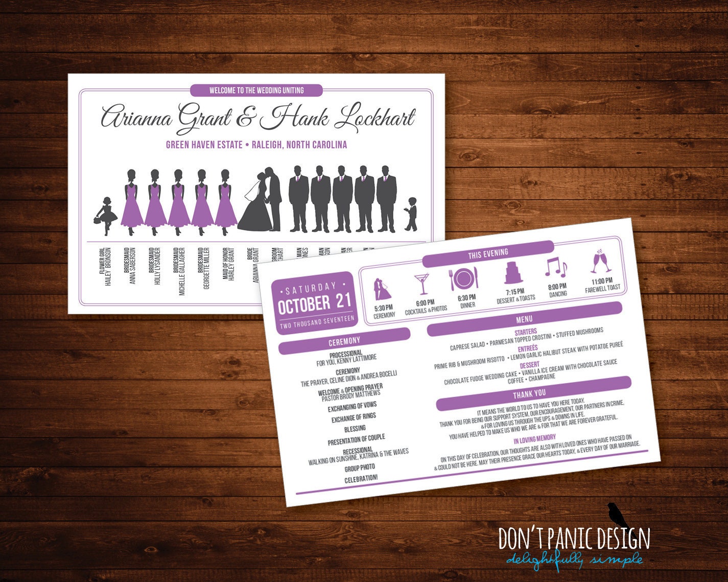 Printable Silhouette Wedding Program Card for a Fun Wedding - Etsy