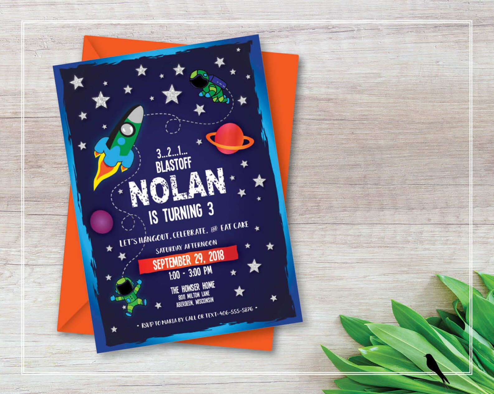 Fun Printable Children's Outer Space Birthday Invitation - Etsy