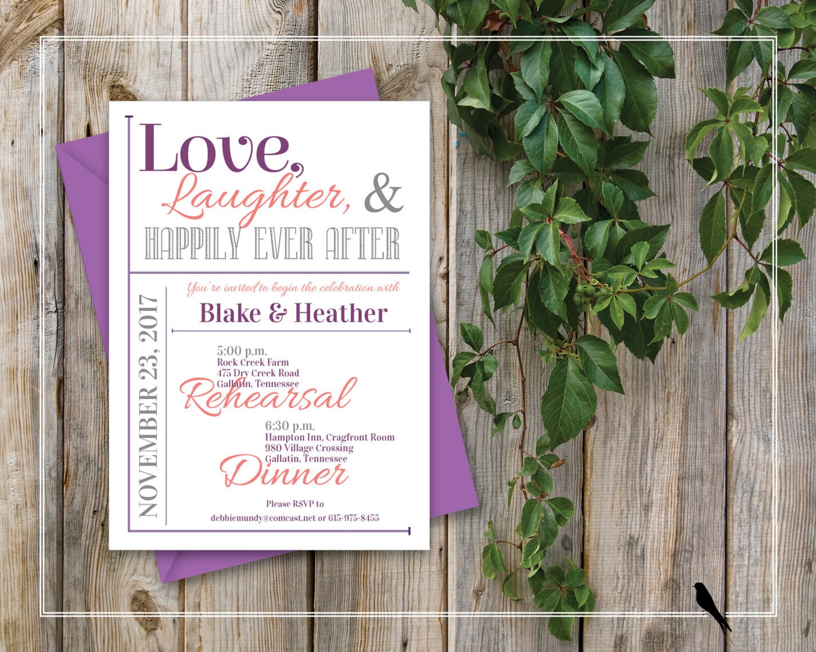 Printable Rehearsal Dinner Invitation Love, Laughter, Happily Ever ...