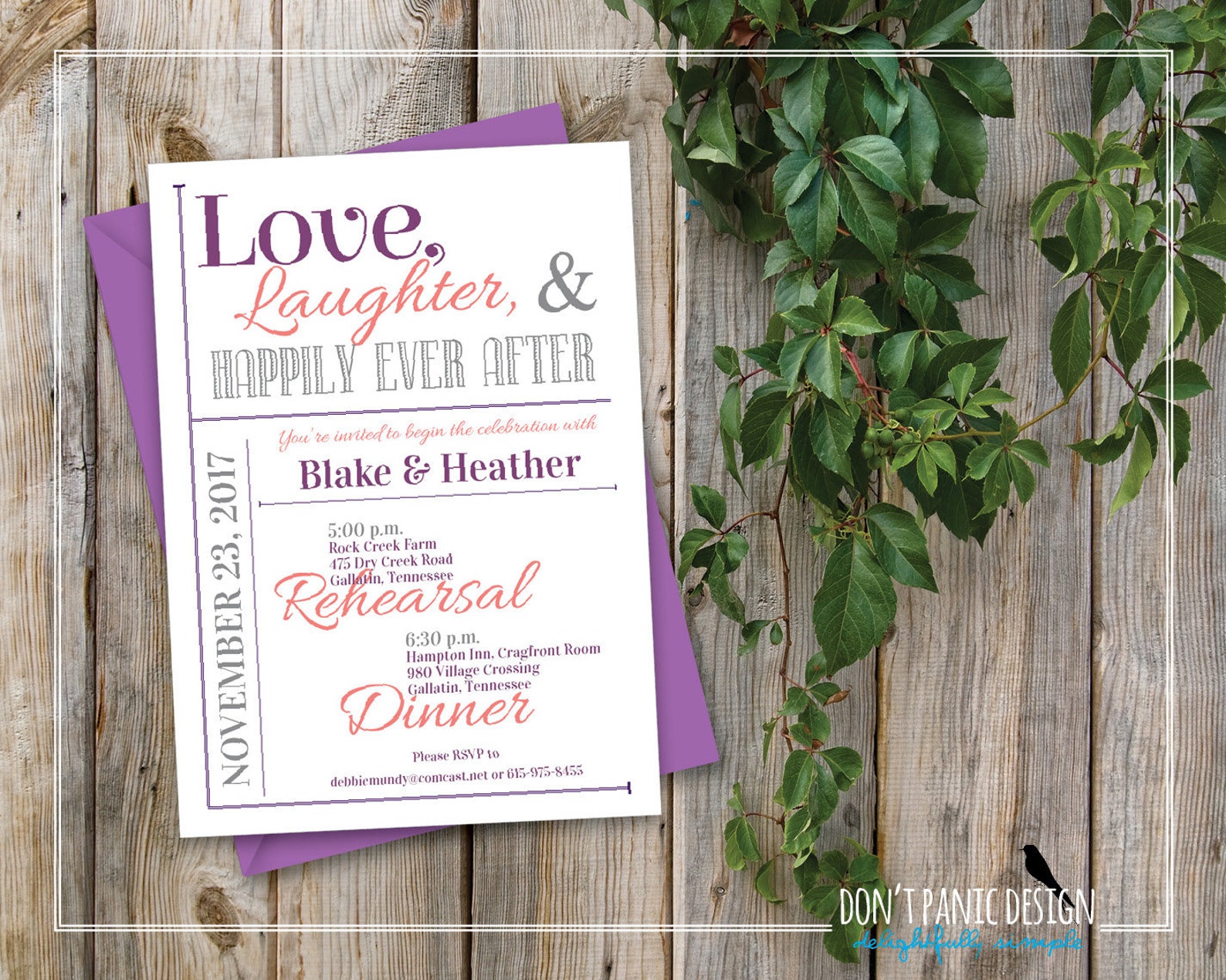 Printable Rehearsal Dinner Invitation Love, Laughter, Happily Ever ...