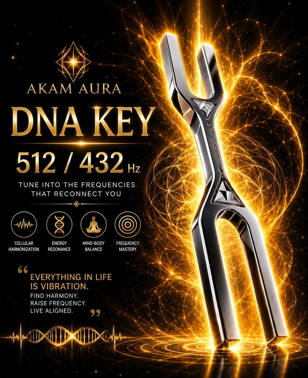 DNA Key Tuning Fork 512hz 432hz – Handmade Sound Healing Meditation ...