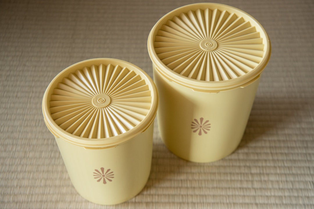 Vintage Japanese Tupperware Nesting 2-piece Servalier Set, Yellow and ...