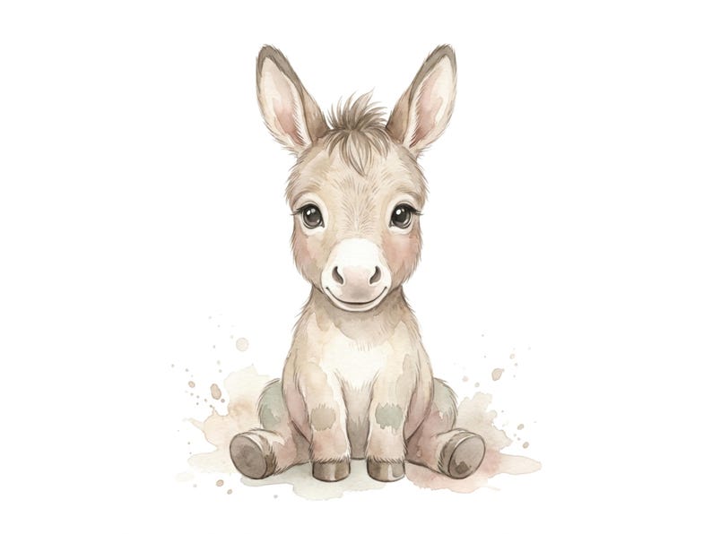 Farm Animal Clipart PNG Bundle, Baby Watercolor Farm Animals ...