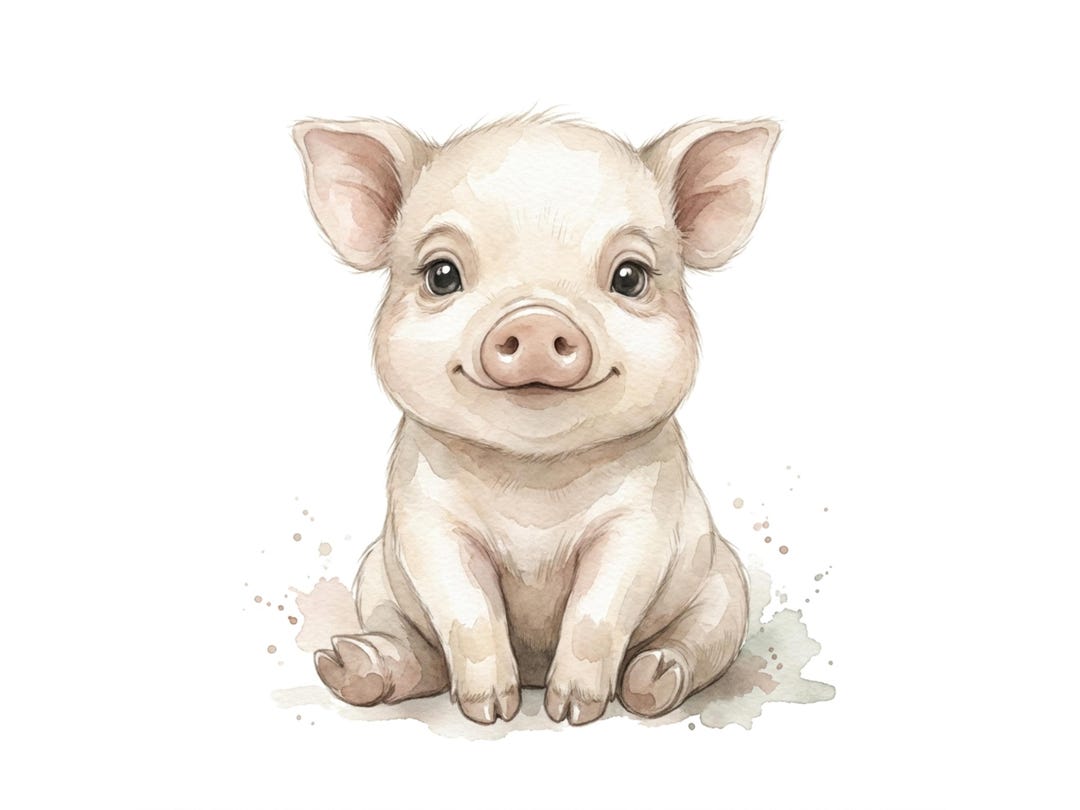 Farm Animal Clipart PNG Bundle, Baby Watercolor Farm Animals ...