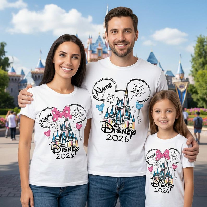 Personalized Disney 2026 Family Shirt, Custom Name Disney Castle Tee ...