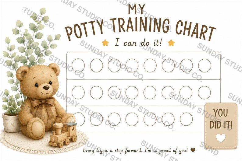 Potty Training Chart Bundle | 5 Toddler Reward Designs (digital ...