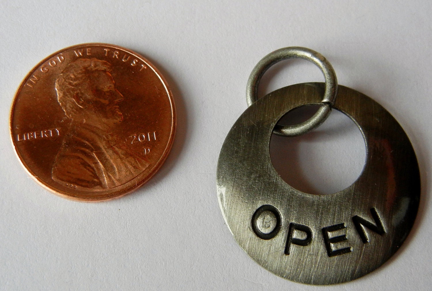 Open Industrial Inspired Tag Charm Pendant - Etsy
